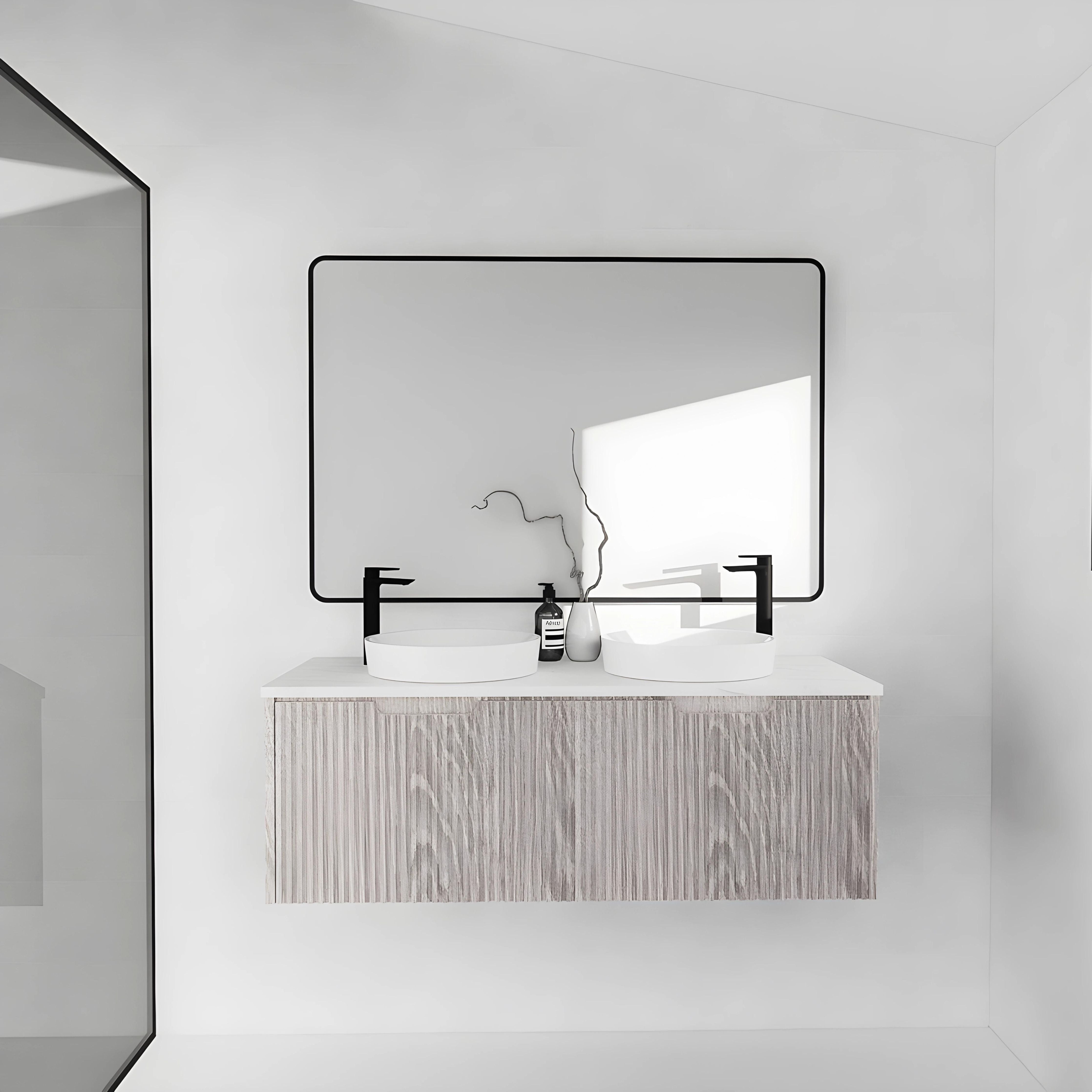 RIVA VIENNA WHITE OAK 1200MM DOUBLE BOWL WALL HUNG VANITY | Austpek Bathrooms