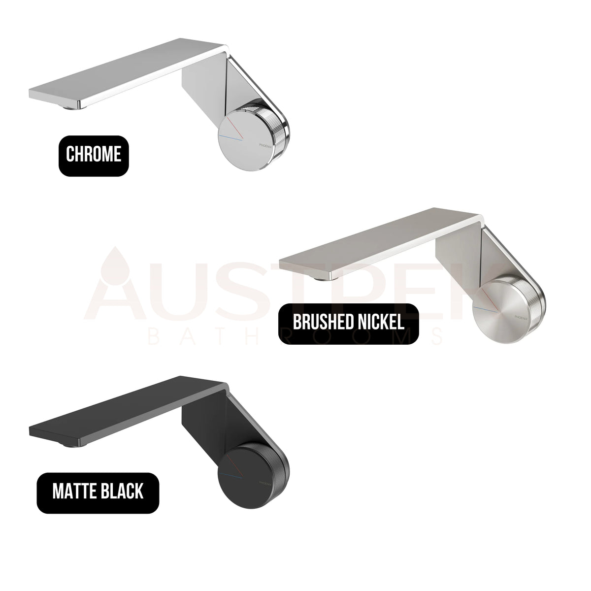 PHOENIX AXIA WALL BASIN / BATH MIXER SET 200MM CHROME | Austpek Bathrooms