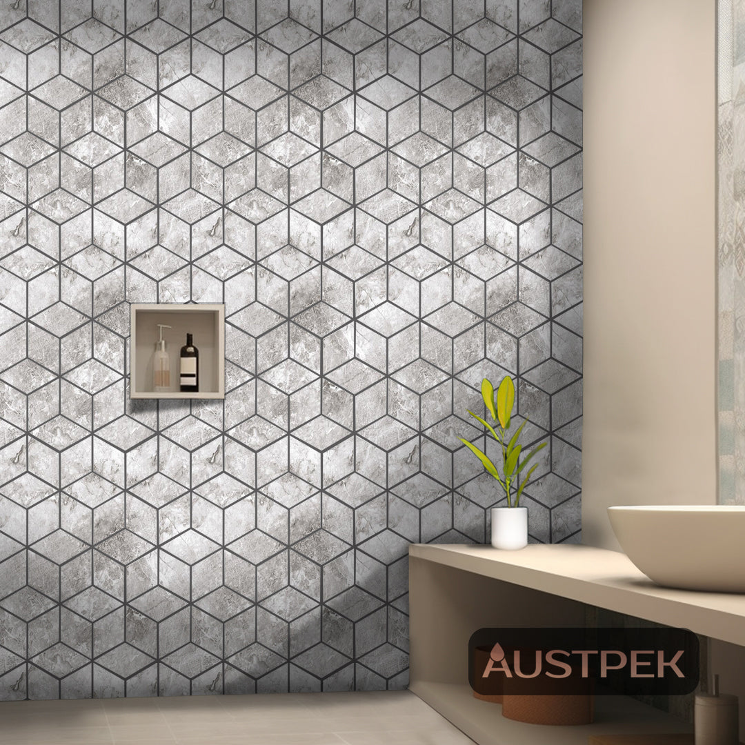 MUSES MISTERY LIGHT GREY MATTE 260X300MM DIAMOND MOSAIC TILE (PER BOX ...