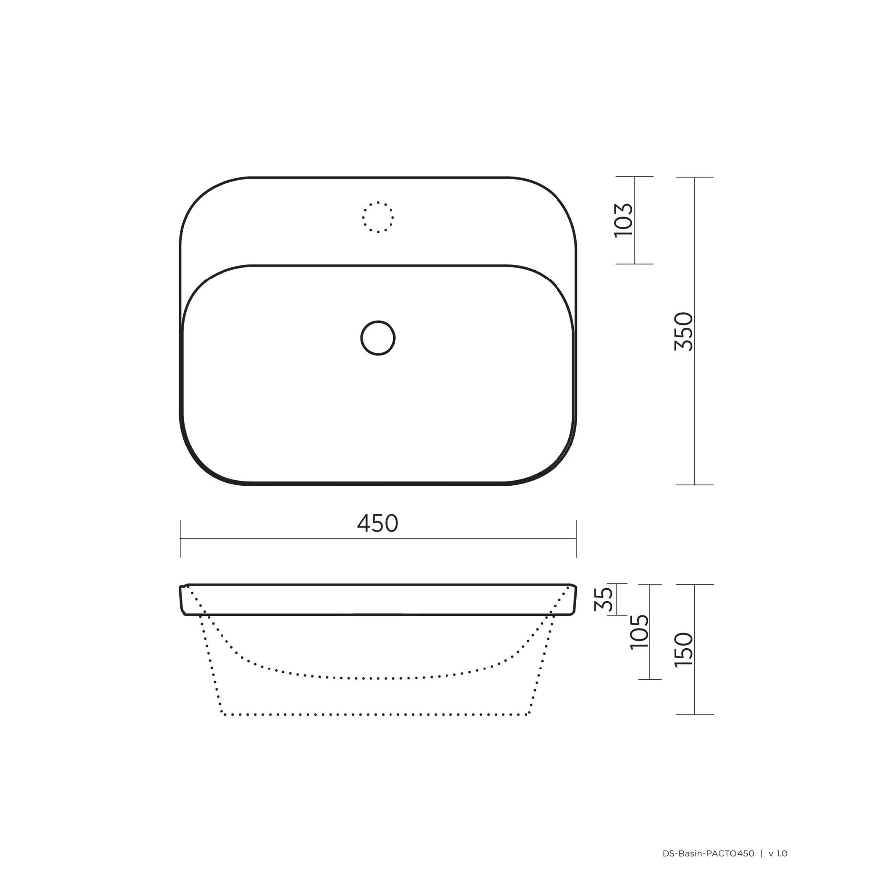 SEIMA LIMNI 450 INSET BASIN WITH OVERFLOW GLOSS WHITE 450MM | Austpek ...