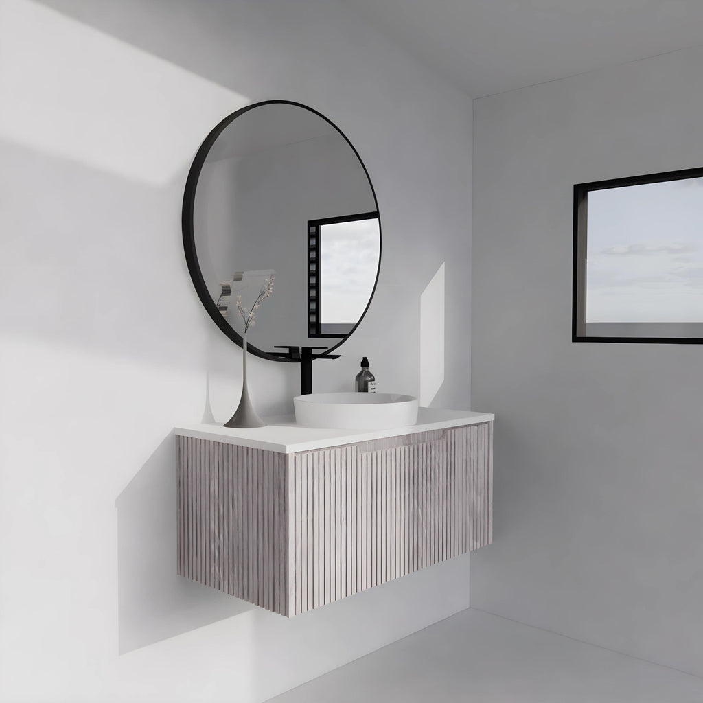 RIVA VIENNA WHITE OAK 900MM SINGLE BOWL WALL HUNG VANITY | Austpek Bathrooms