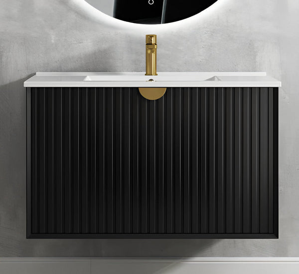 OTTI MARLO MATTE BLACK 900MM SINGLE BOWL FLOOR STANDING VANITY ...