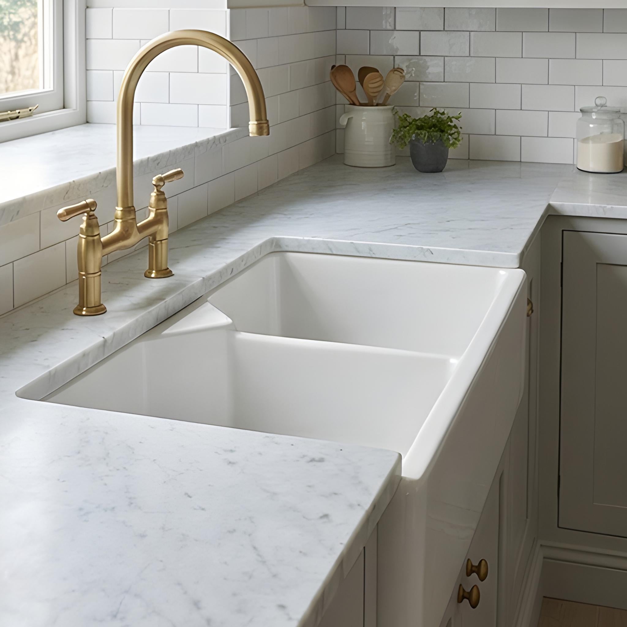 TURNER HASTINGS CHESTER FARMHOUSE DOUBLE BOWL BUTLER SINK NO TAPHOLE ...