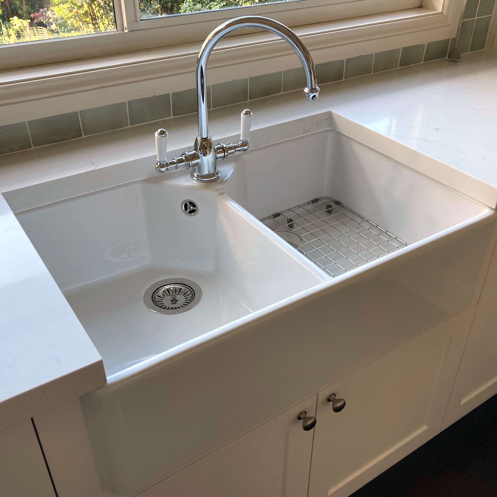TURNER HASTINGS CHESTER FARMHOUSE DOUBLE BOWL BUTLER SINK WITH TAPHOLE ...