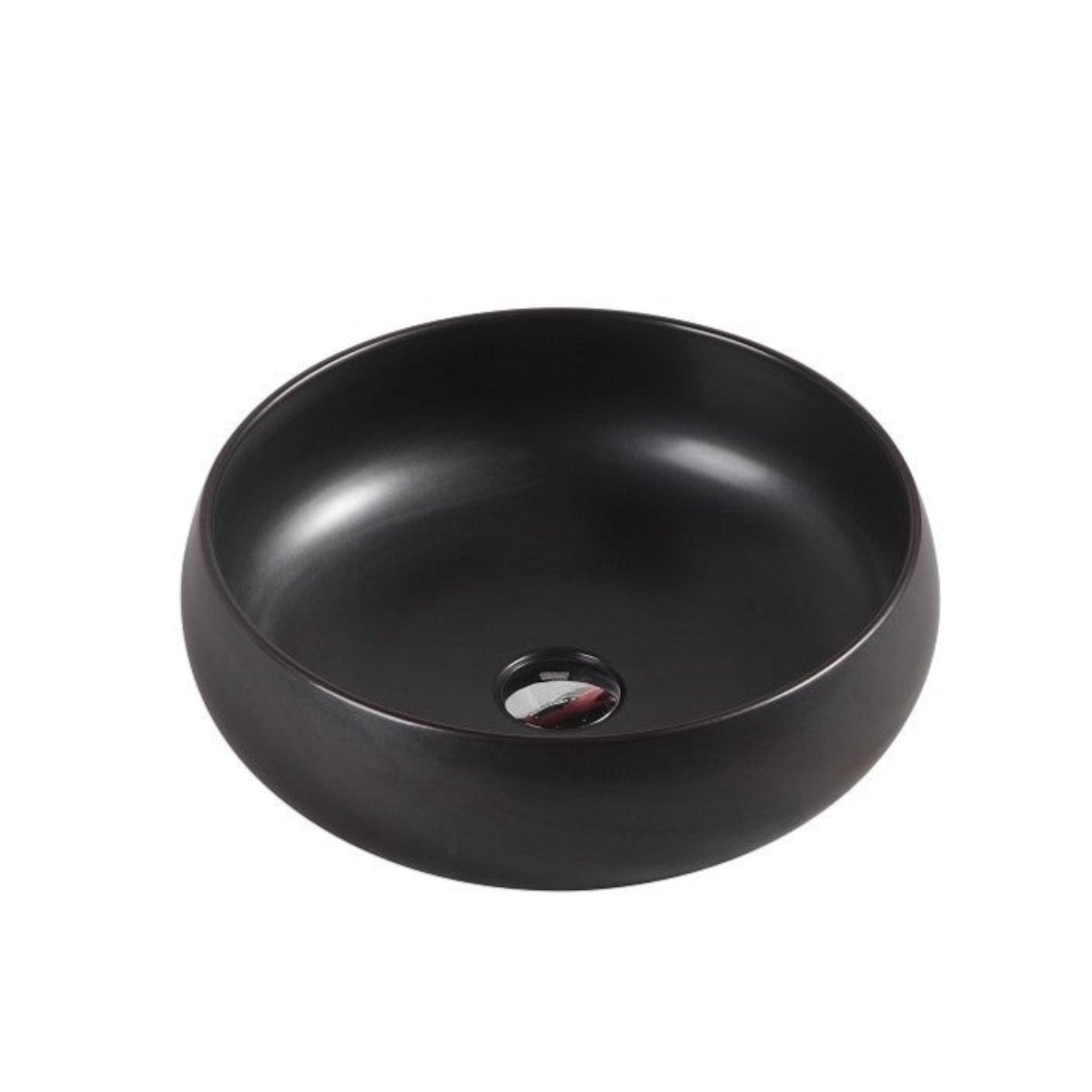 MERCIO ASTI ROUND ABOVE COUNTER BASIN MATTE BLACK 415MM | Austpek Bathrooms