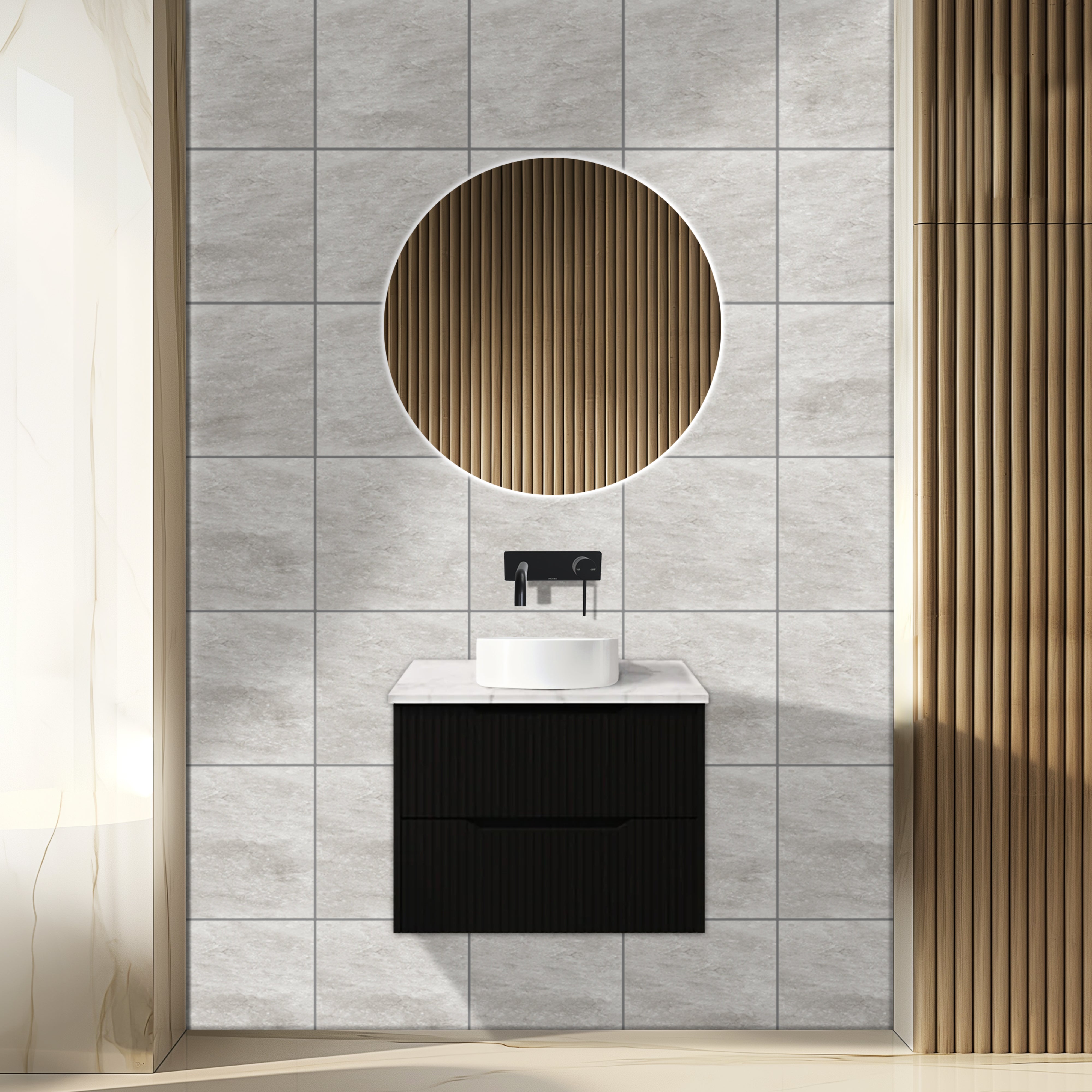 RIVA BALI MATTE BLACK 750MM SINGLE BOWL WALL HUNG VANITY | Austpek Bathrooms