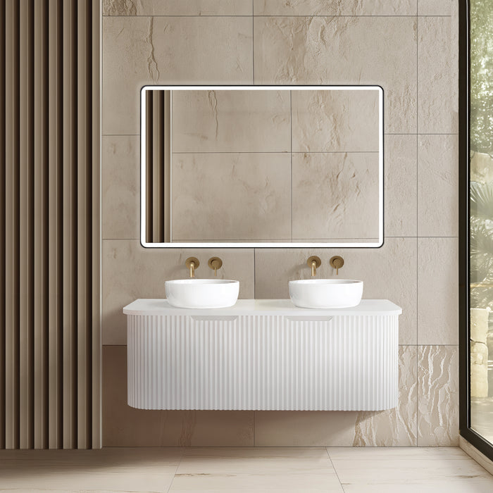 RIVA BERGEN MATTE WHITE 1200MM DOUBLE BOWL WALL HUNG VANITY | Austpek Bathrooms