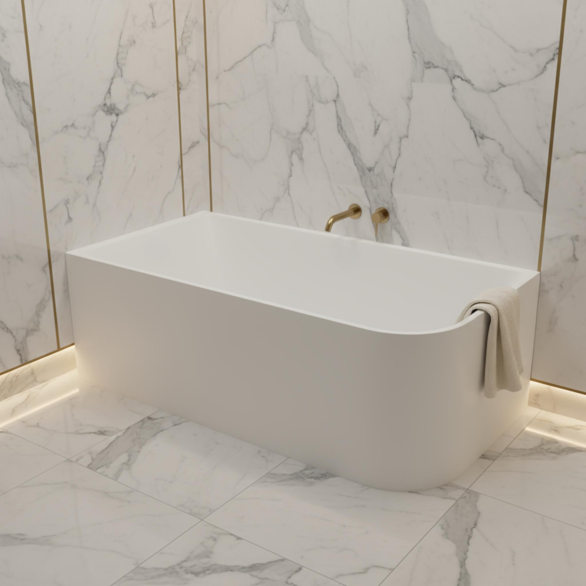 POSEIDON CASEY LEFT CORNER BATHTUB MATTE WHITE (AVAILABLE IN 1400MM ...