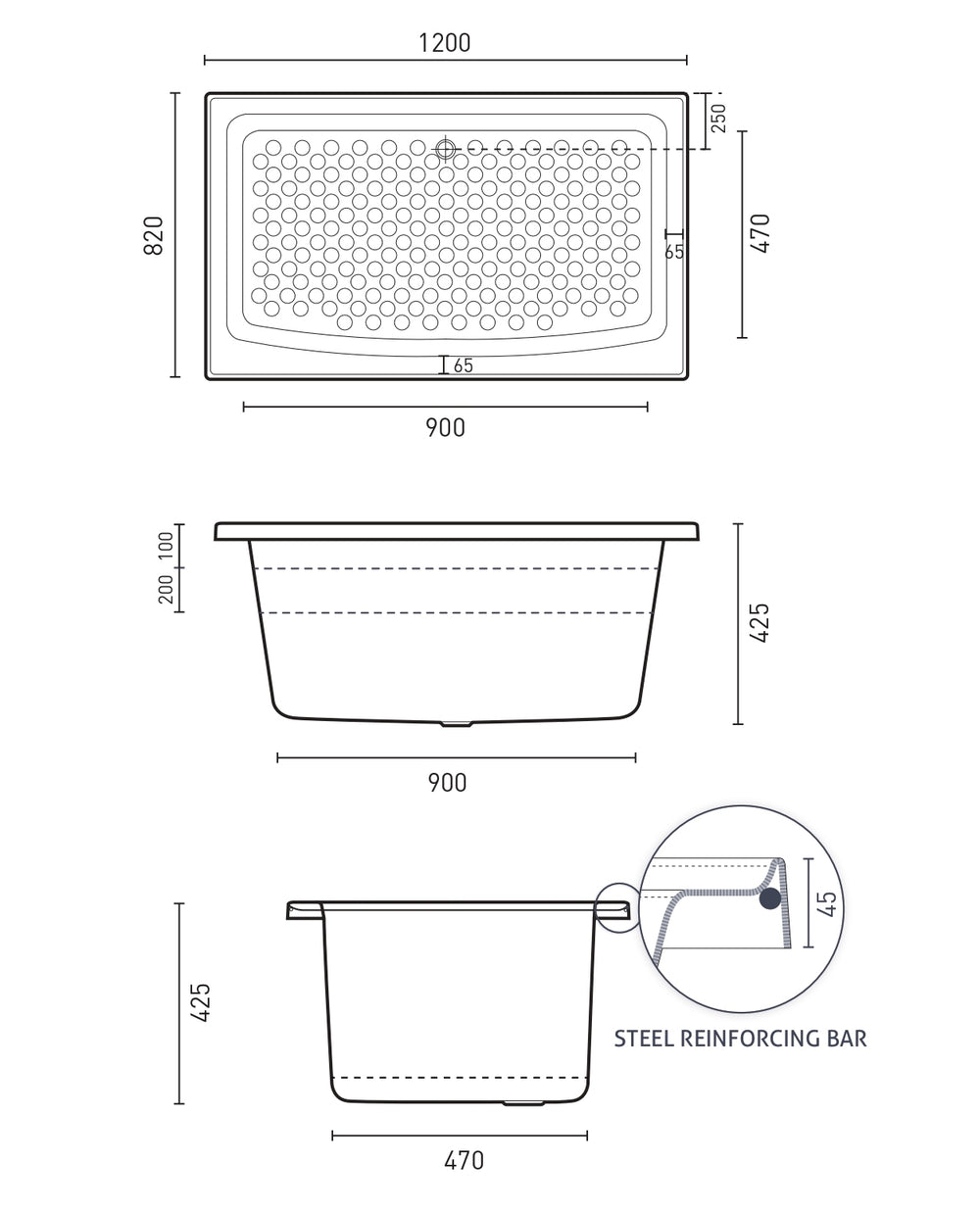 DECINA AZZURO INSET SHOWER BATH GLOSS WHITE 1200MM | Austpek Bathrooms