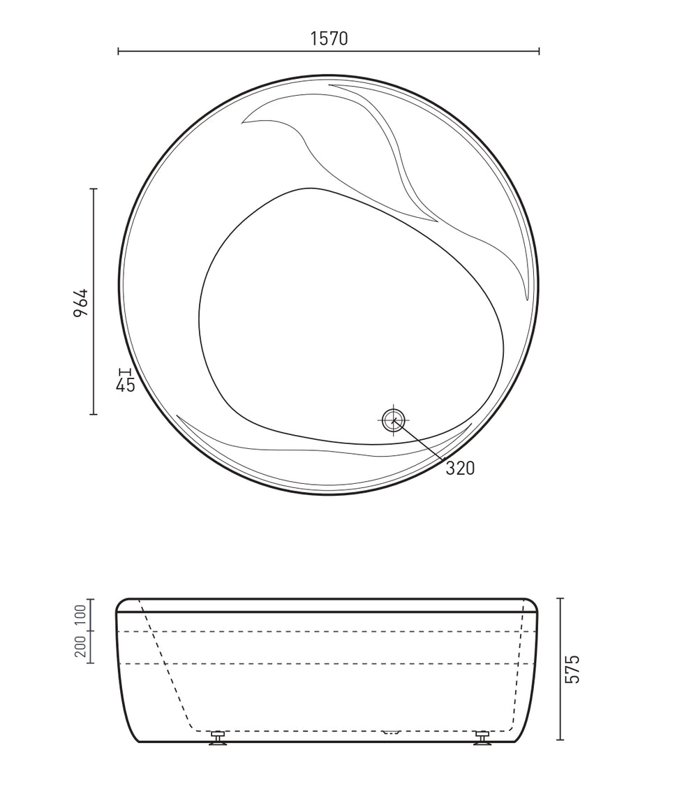 DECINA ORION FREESTANDING BATH GLOSS WHITE 1570MM | Austpek Bathrooms