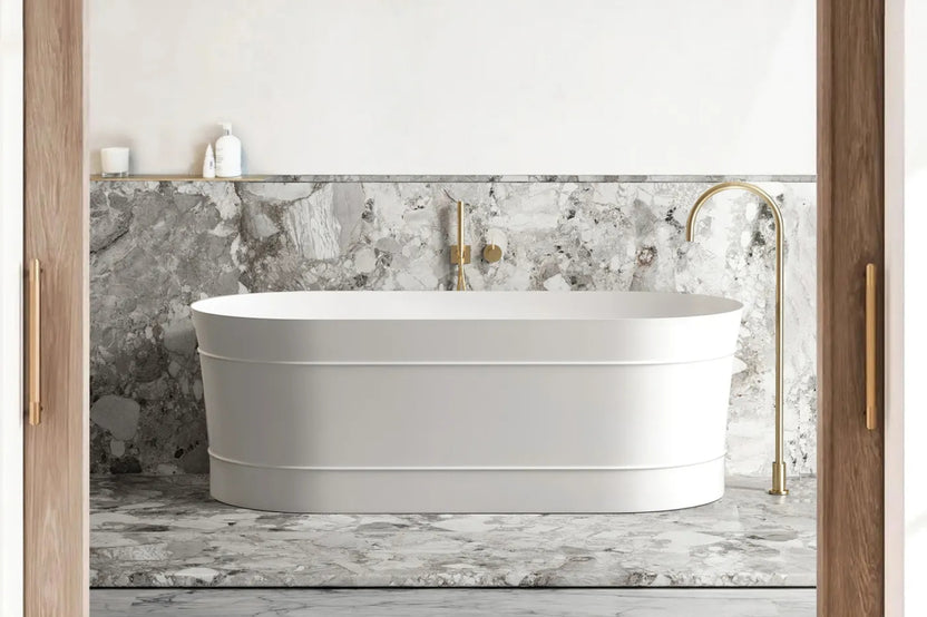 VITO AYANA FLUTED FREESTANDING BATHTUB MATTE WHITE (AVAILABLE IN 1500MM ...