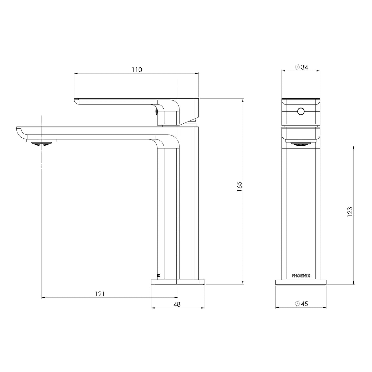 PHOENIX GLOSS MKII BASIN MIXER 165MM CHROME | Austpek Bathrooms