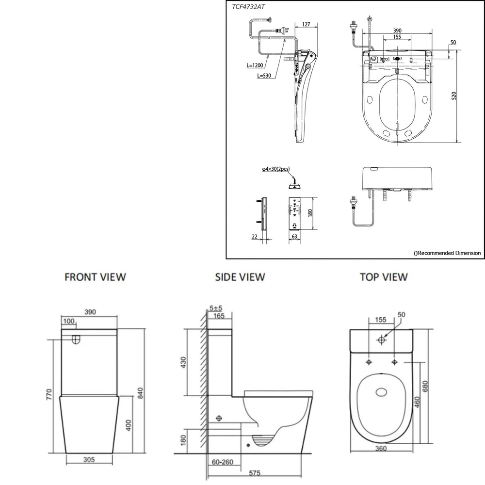 TOTO WASHLET W/ REMOTE CONTROL AND AUTOLID RIMLESS BTW TOILET SUITE ...