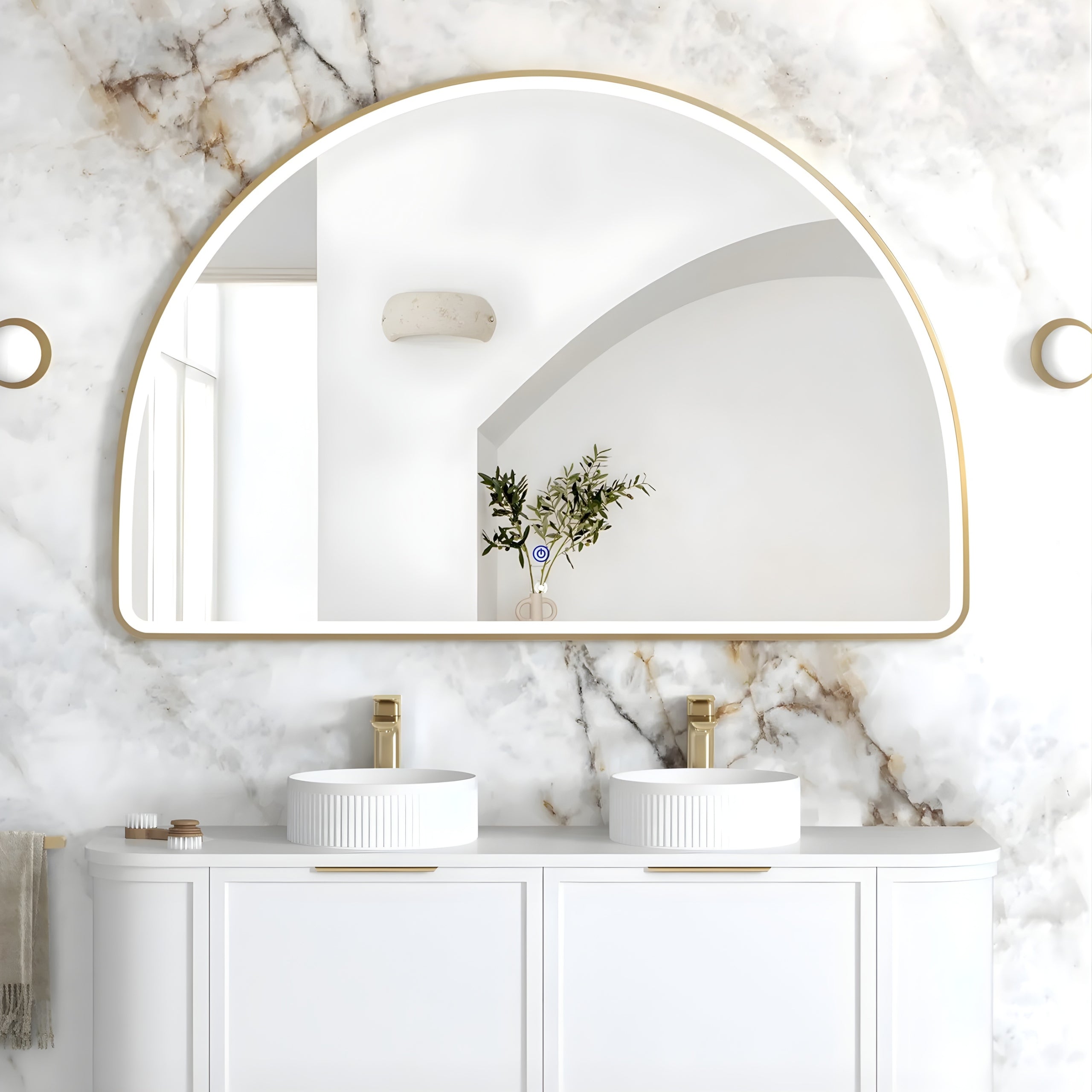 OTTI MOONLIGHT ARCHIE METAL FRAMED LED MIRROR GOLD 1500X1000MM ...