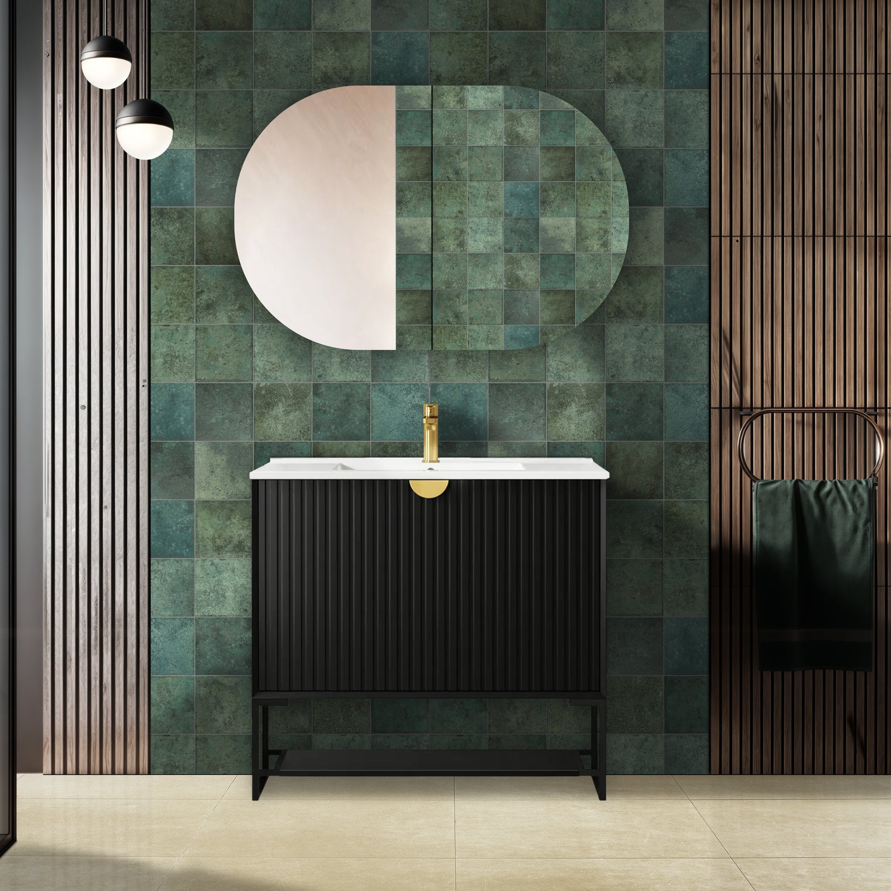 OTTI MARLO MATTE BLACK 900MM SINGLE BOWL FLOOR STANDING VANITY ...