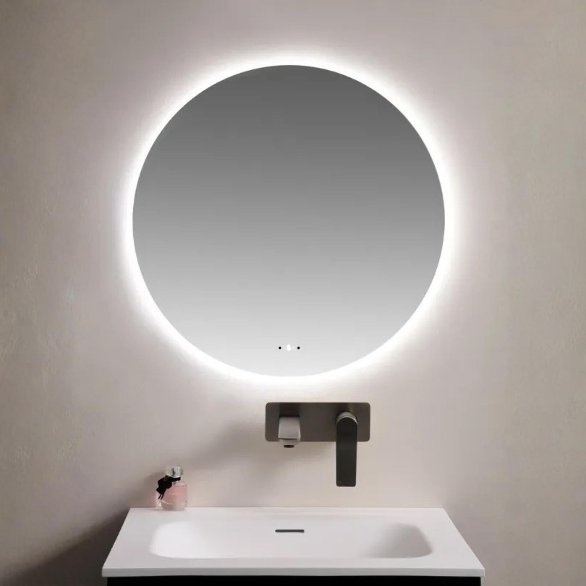 POSEIDON LUNA ROUND FRAMELESS BACKLIT LED MIRROR 3 COLOUR LIGHTS ...