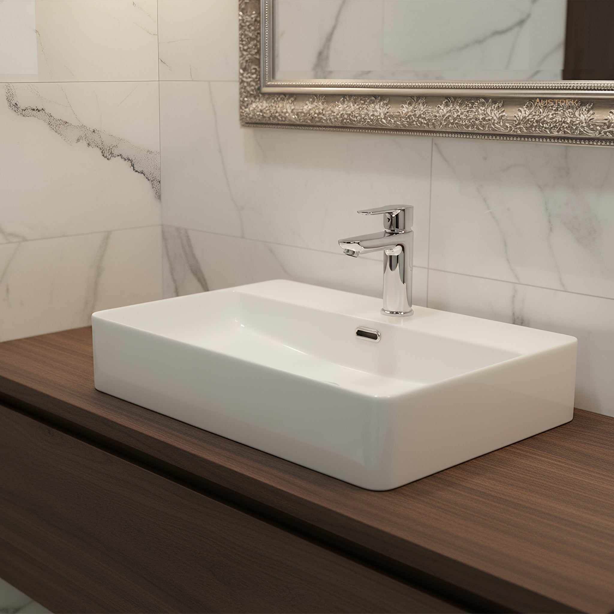 POSEIDON WALL HUNG / ABOVE COUNTER BASIN WITH OVERFLOW GLOSS WHITE ...