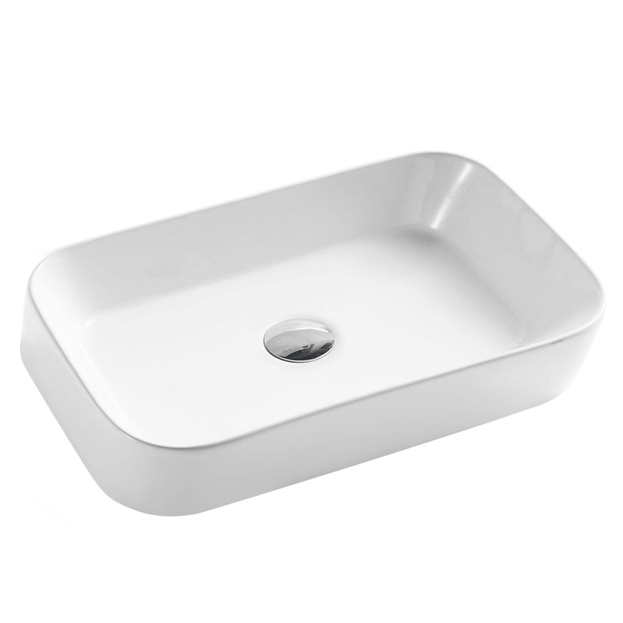 MERCIO QTRO RECTANGULAR ABOVE COUNTER BASIN AT ANGLE GLOSS WHITE 550MM ...