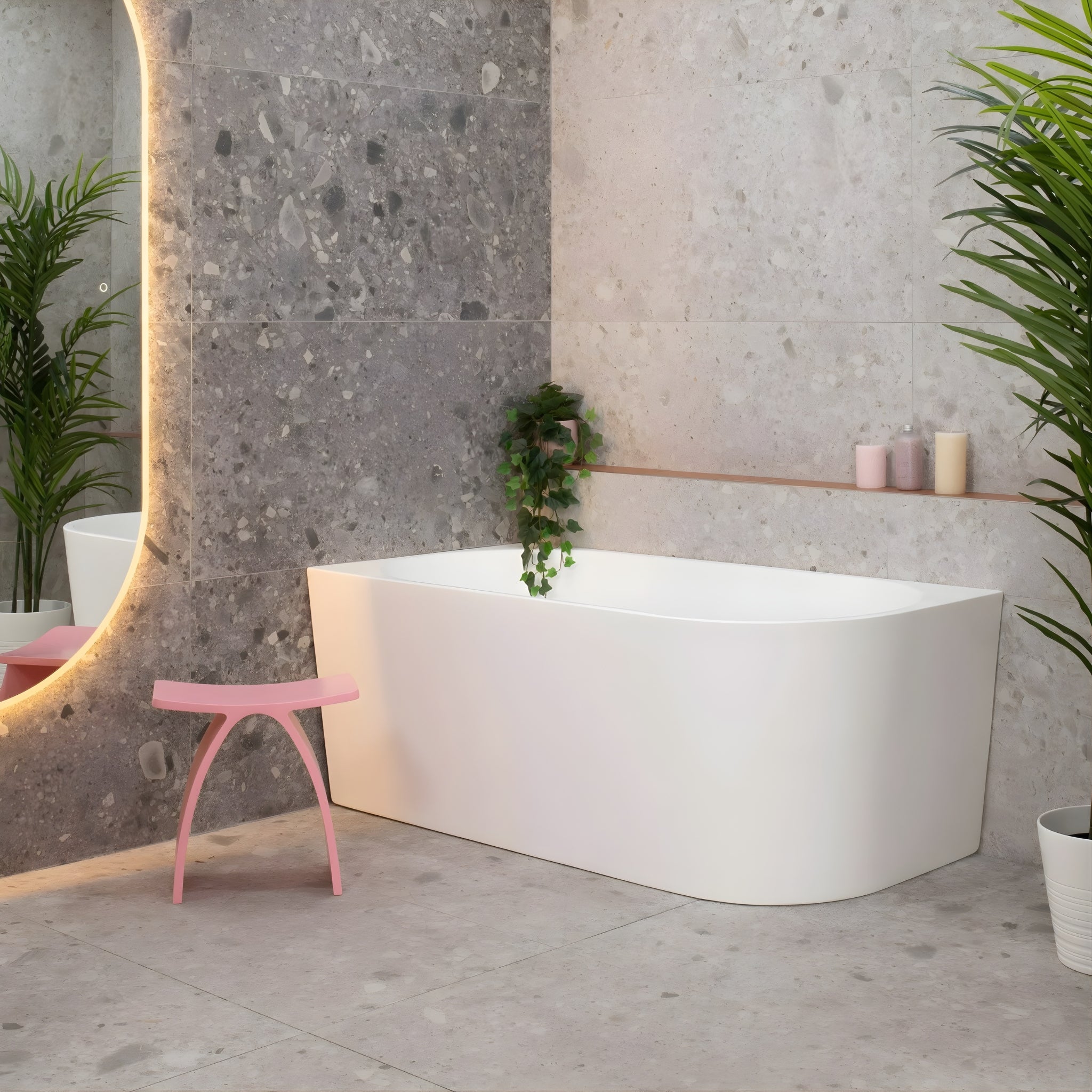 ENFLAIR AVALON LEFT CORNER BACK TO WALL BATHTUB MATTE WHITE (MULTIPLE ...