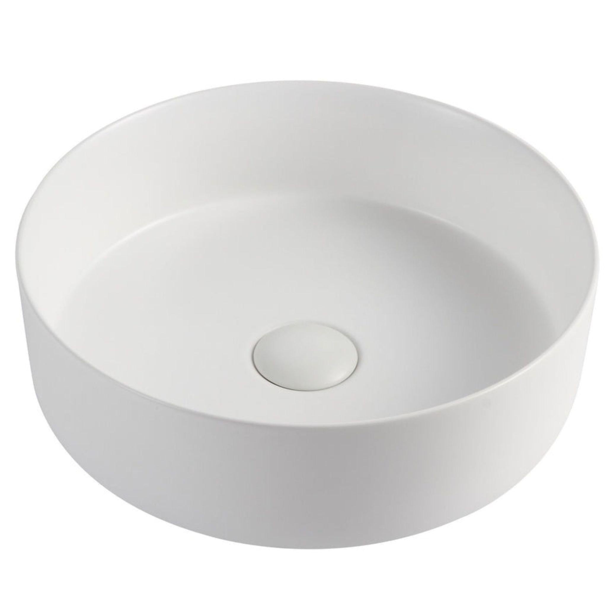 MERCIO SPIN ROUND ABOVE COUNTER BASIN GLOSS WHITE 305MM | Austpek Bathrooms
