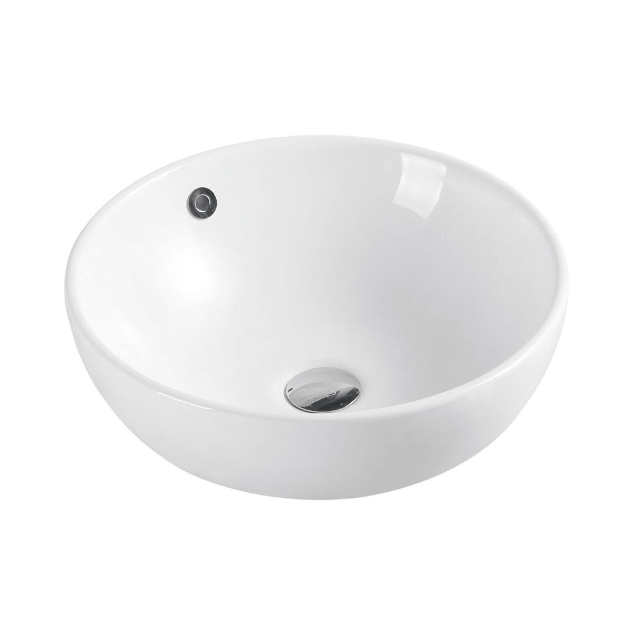 MERCIO SPIN ROUND ABOVE COUNTER BASIN GLOSS WHITE 435MM | Austpek Bathrooms