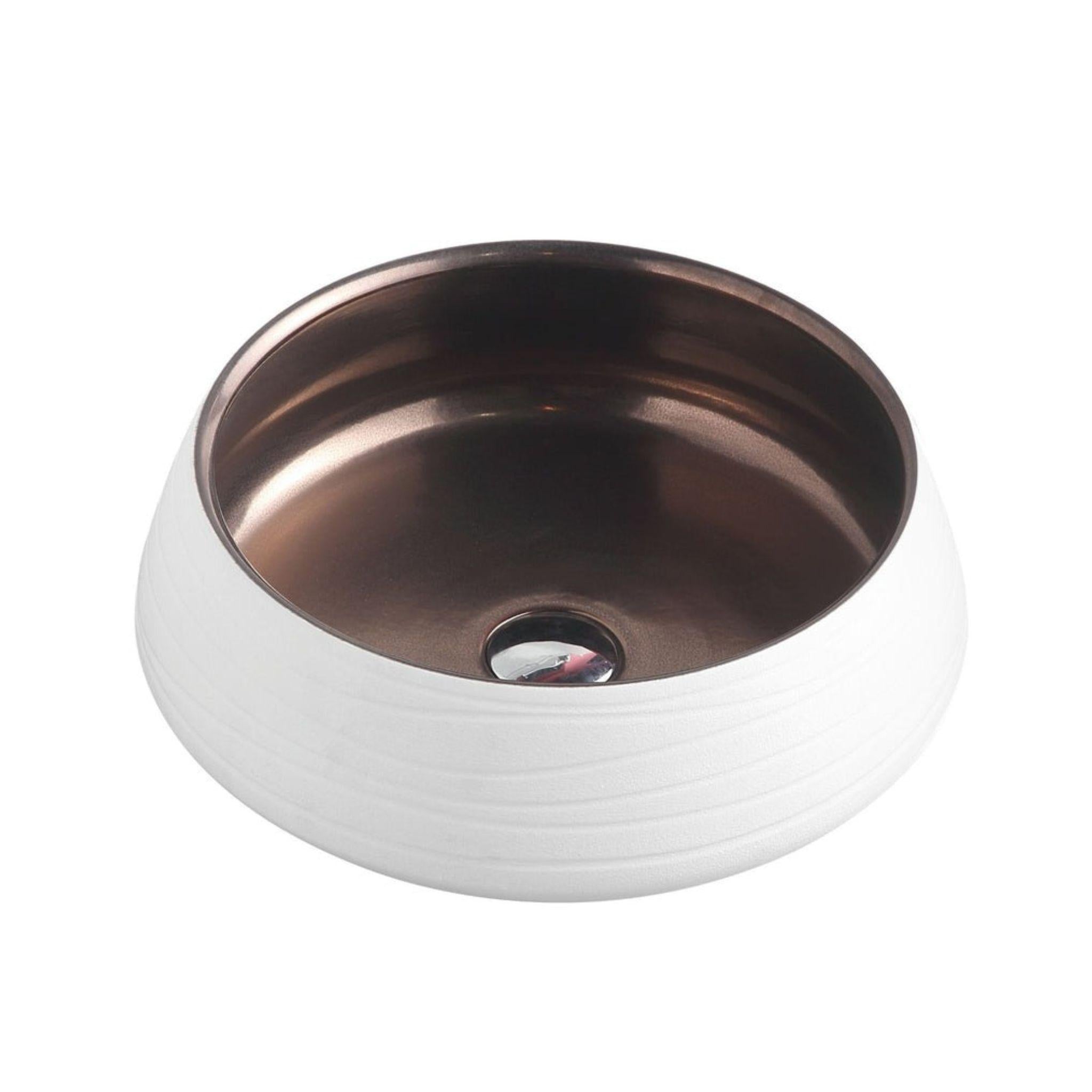 MERCIO TRIER ROUND ABOVE COUNTER BASIN BRONZE WITH ART MATTE WHITE ...