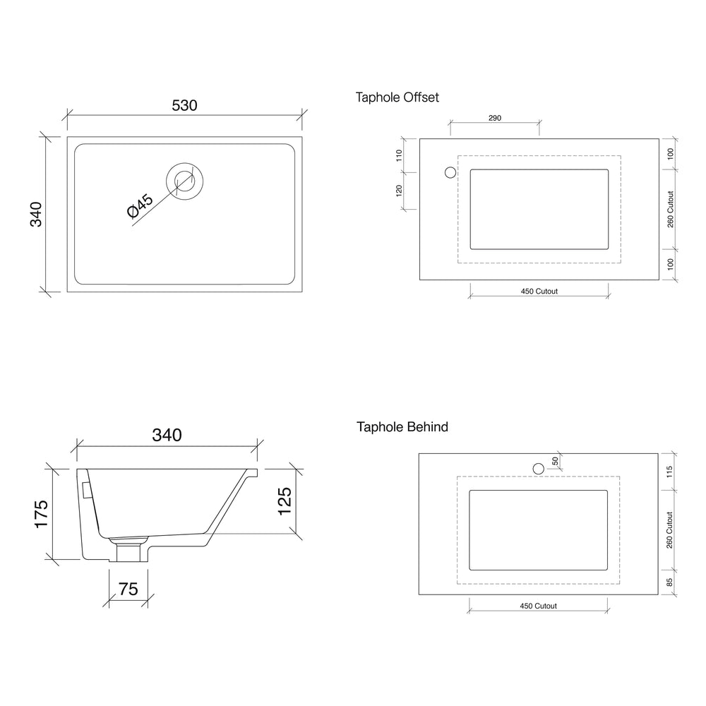 TIMBERLINE RECTANGLE UNDER COUNTER BASIN GLOSS WHITE 530MM | Austpek ...