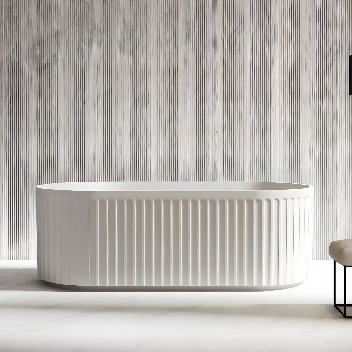 RIVA ROMA FLUTED FREESTANDING BATHTUB MATTE WHITE (AVAILABLE IN 1500MM ...
