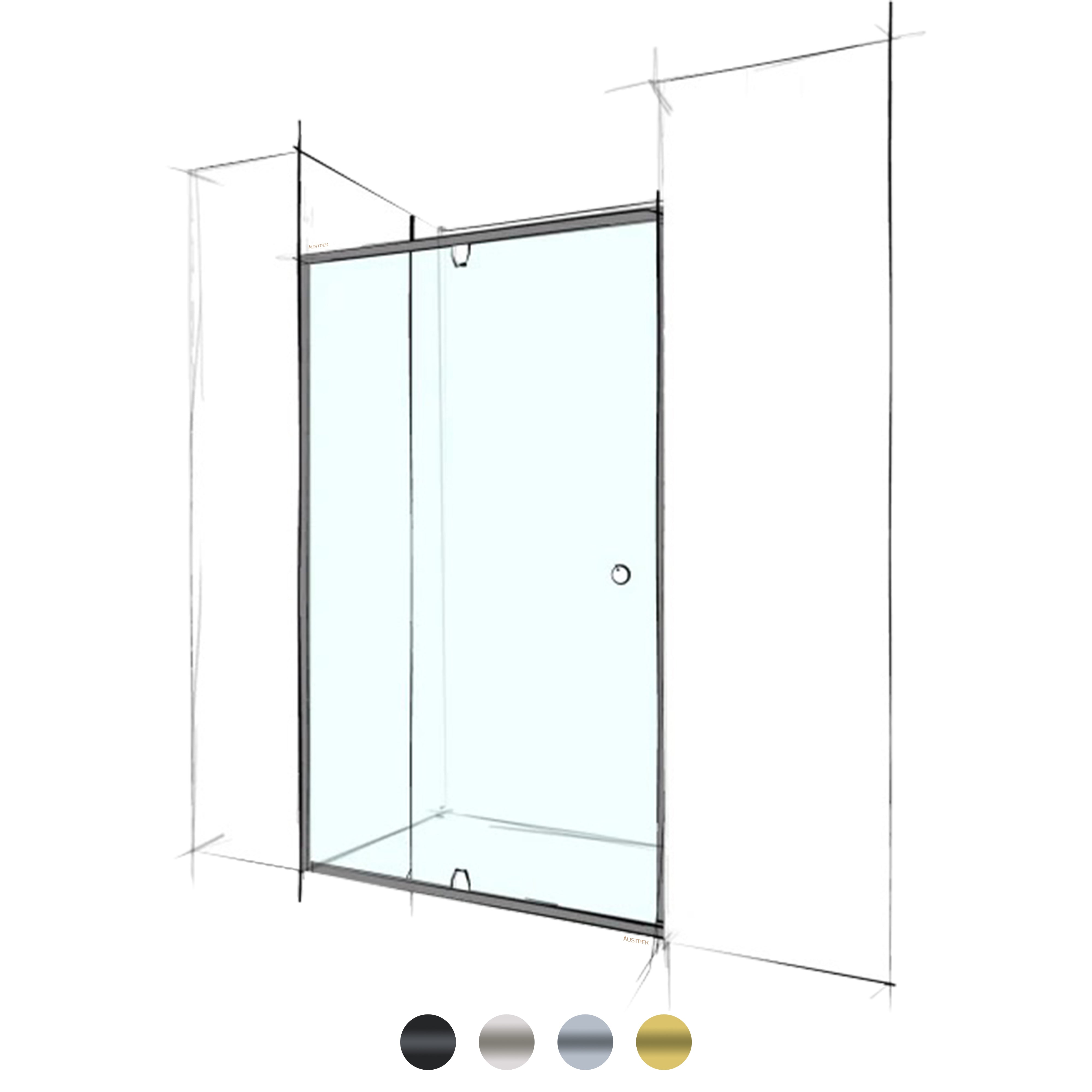 VEROTTI CUSTOM WALL TO WALL SEMI-FRAMELESS TWO PANEL SHOWER SCREEN