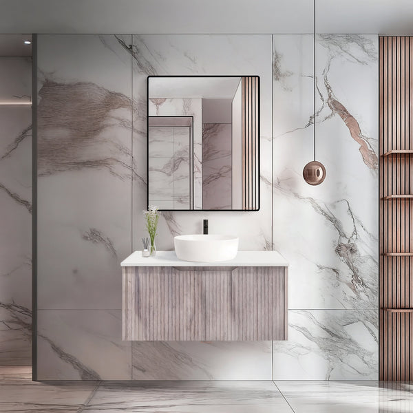 RIVA VIENNA WHITE OAK 900MM SINGLE BOWL WALL HUNG VANITY | Austpek Bathrooms