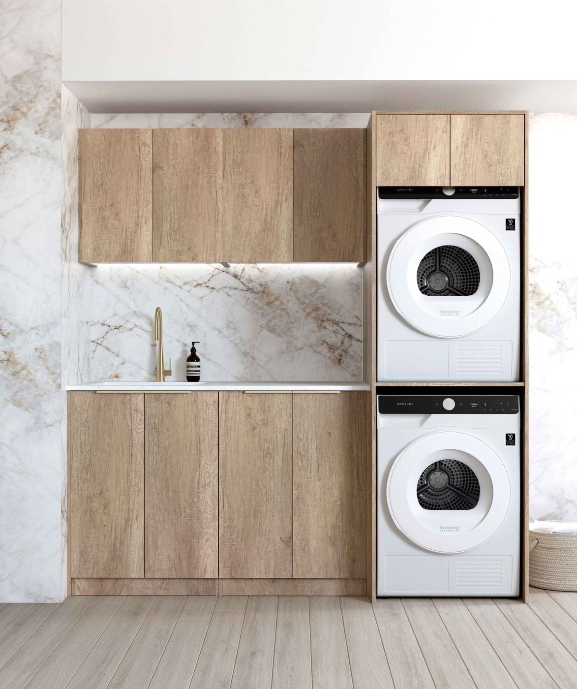 OTTI BYRON NATURAL OAK 2100MM LAUNDRY TALL WASHING MACHINE CABINET ...