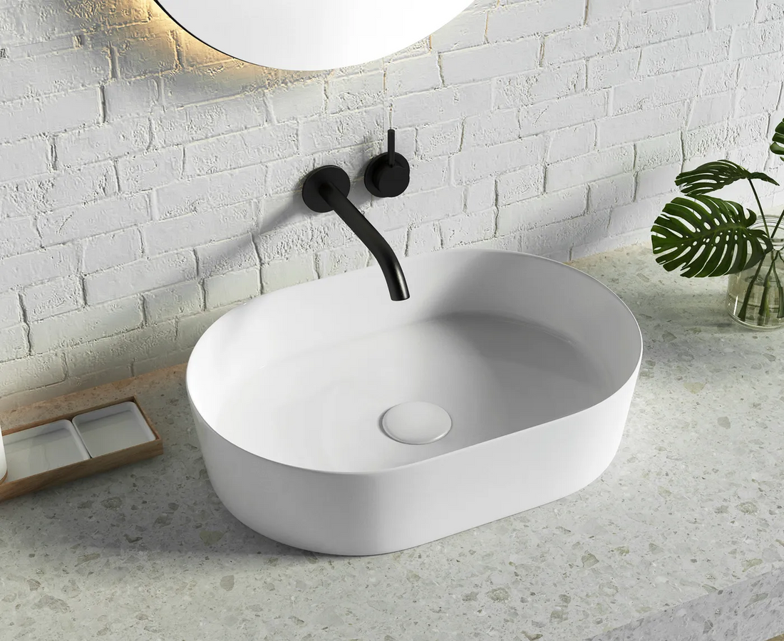 OTTI QUAY OVAL BASIN GLOSS WHITE 500MM | Austpek Bathrooms