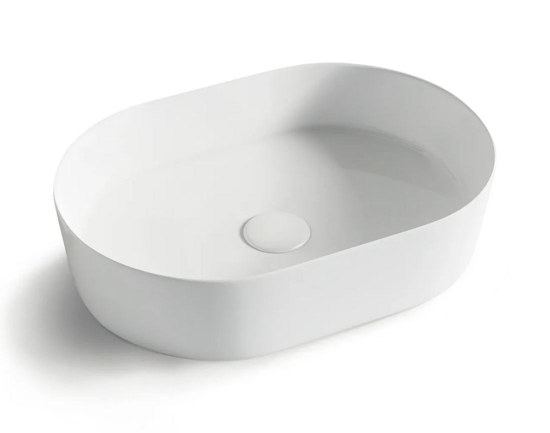 OTTI QUAY OVAL BASIN GLOSS WHITE 500MM | Austpek Bathrooms